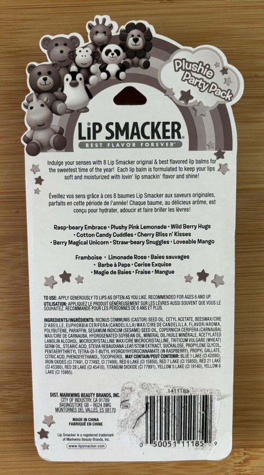 Lip Smacker Set Of 8 Plushie Party Pack Flavored Lip Balms Animals ...