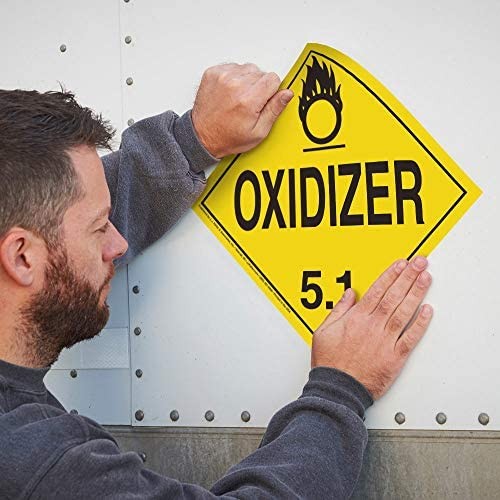 25-pk 10.75"x10.75" Division 5.1 Oxidizer Placard DOT Hazmat Vinyl ...