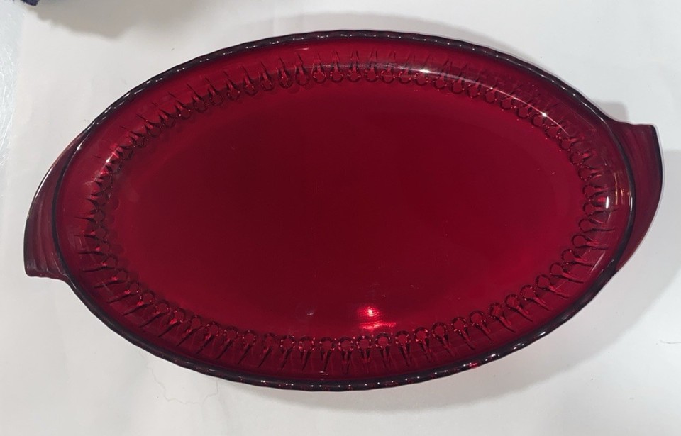 Ruby Red "New Martinsville" Depression Platter Serving Tray | eBay