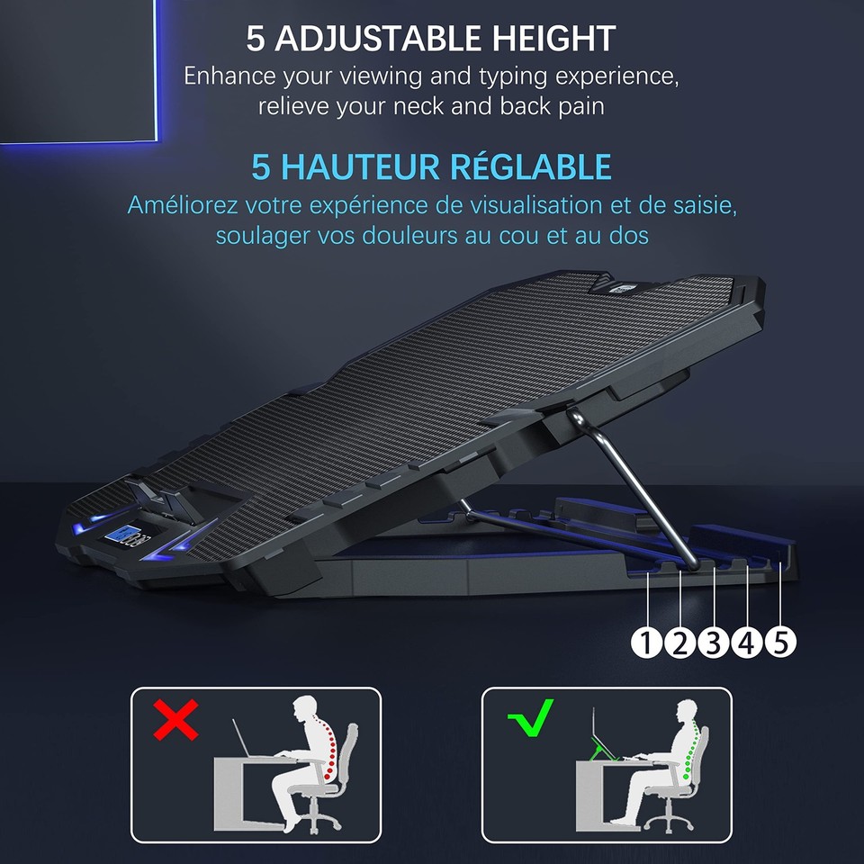 TopMate C5 12-15.6 inch Gaming Laptop Cooler Cooling Pad | 5 Quiet Fans ...