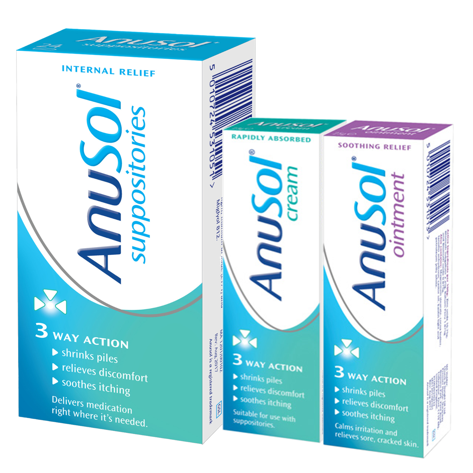 Anusol Suppositories/Ointment/Cream - Haemorrhoids Piles Itching 3 Way ...