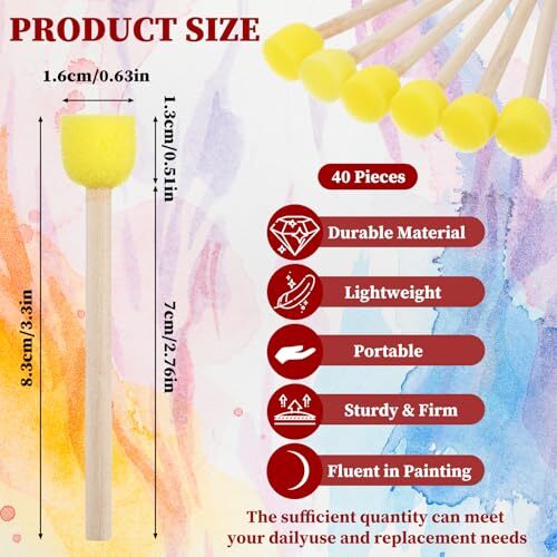 Mabor 40Pcs Foam Paint Brush 0.6" Round/Circle Sponge Paint Brush ...