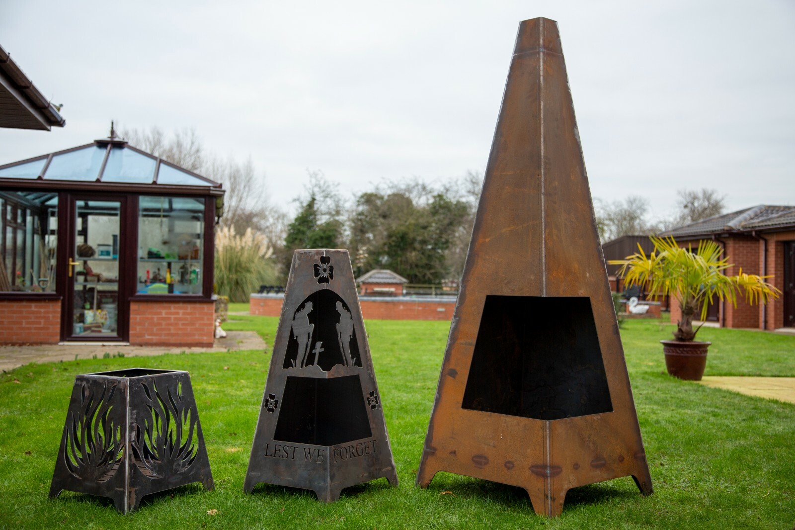 2 meter high large metal steel garden fire pit chiminea Wood log Burner ...