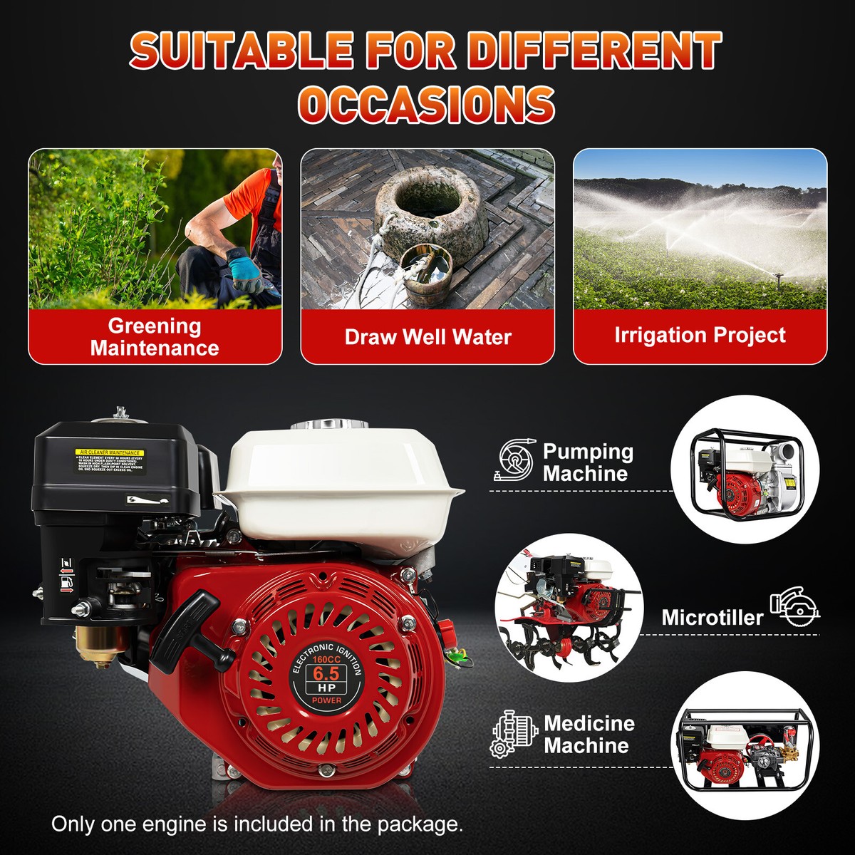 Go Karts Gas Powered 6.5HP 200cc Gas Engine - 4-Stroke OHV Air Cooled ...