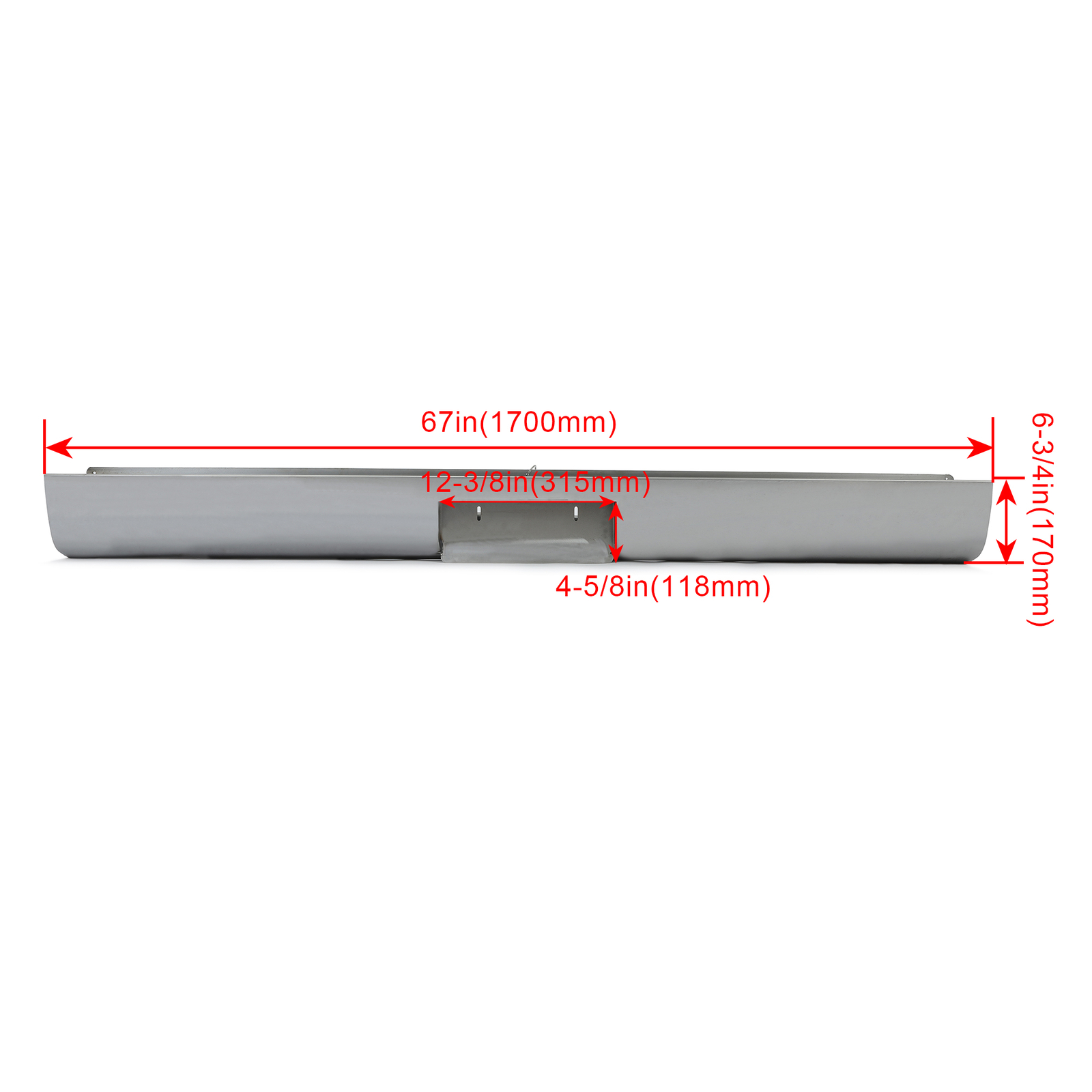 Bumper Roll Pan w/LED License Plate Light For 67-72 Ford F100 F250 ...