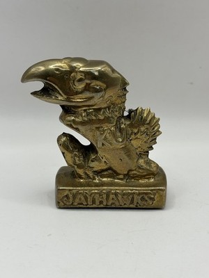Vintage Kansas University Jayhawk Bronze Paperweight Figurine Figure KU ...