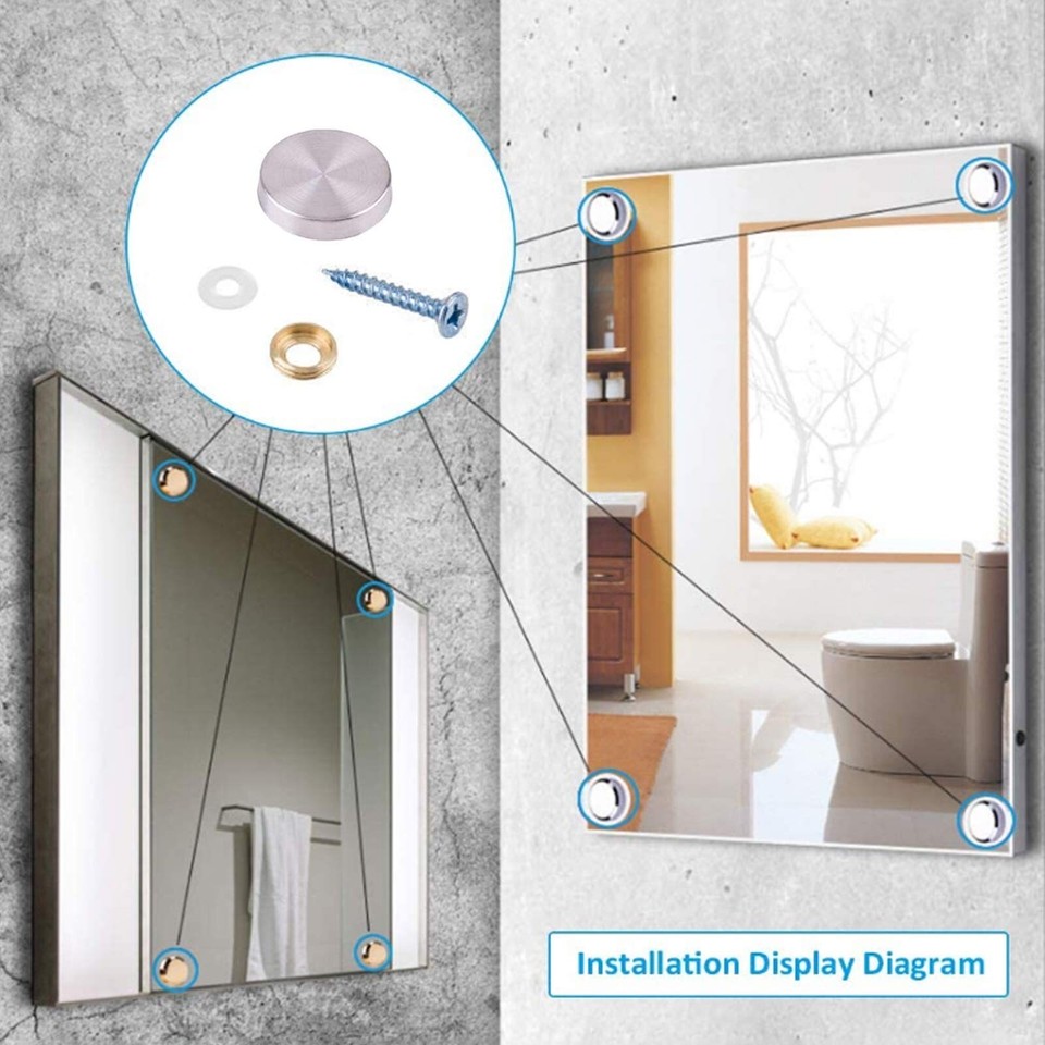 Mirror Screws, 20 Sets 16mm Stainless Steel Mirror Screws Cap with ...