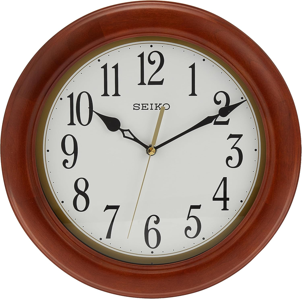 SEIKO 12 Inch round Wood Classic Wall Clock, White,Brown 744110170085| eBay