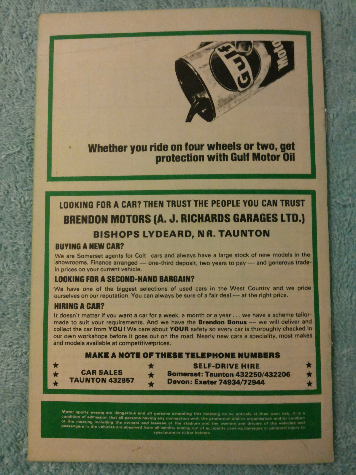 EXETER SPEEDWAY 1977 ORIGINAL PROGRAMME v BIRMINGHAM. 6th JUNE. 10th ...