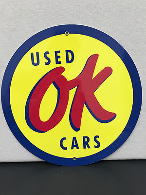 Chevrolet chevy OK used cars advertising sign oil gas round | eBay