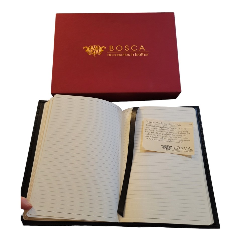 Bosca Soft BLACK Italian Leather Diary Journal Notebook Picture Opening ...