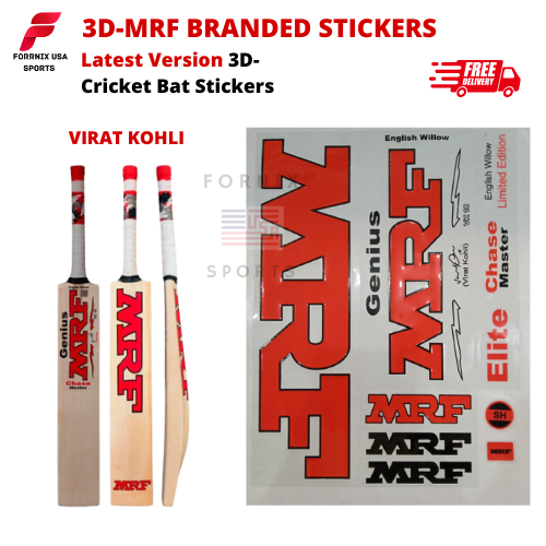 3D Embossed MRF Cricket Bat Stickers - MRF GENIUS Bat Sticker buy 1 get ...