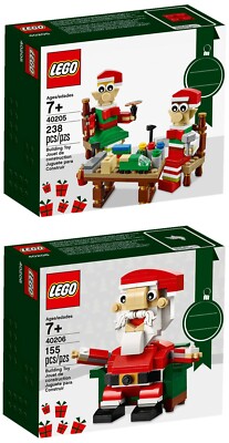 Lego 2016 Christmas 40205 Holiday Elves Workshop + 40206 Santa Clause ...