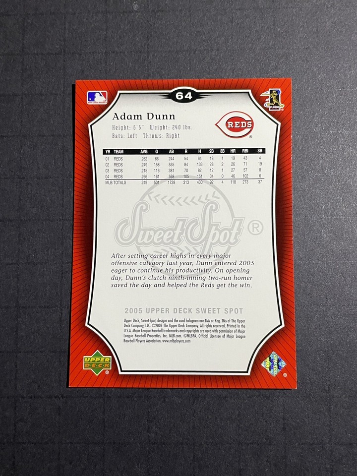 2005 Upper Deck Sweet Spot Adam Dunn Card #64 - Cincinnati Reds | eBay