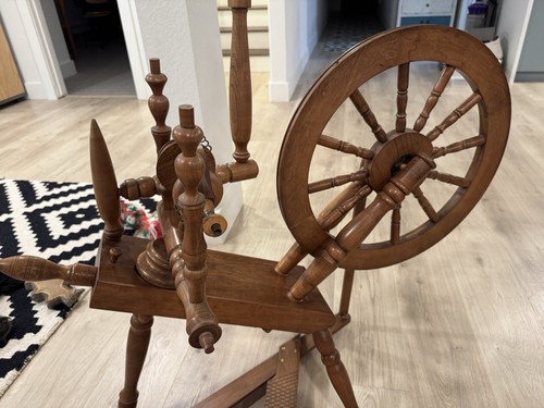 Antique Yarn Spinning Wheel - 18” Wheel - With Stool | eBay