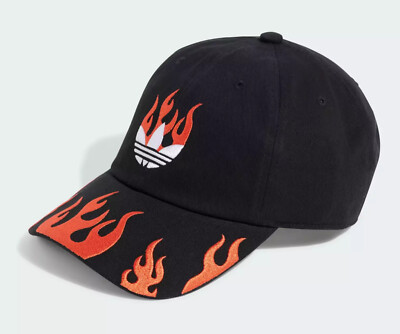 New ADIDAS FLAMES DAD CAP GRAPHICS Baseball Black Hat Athletic Women ...