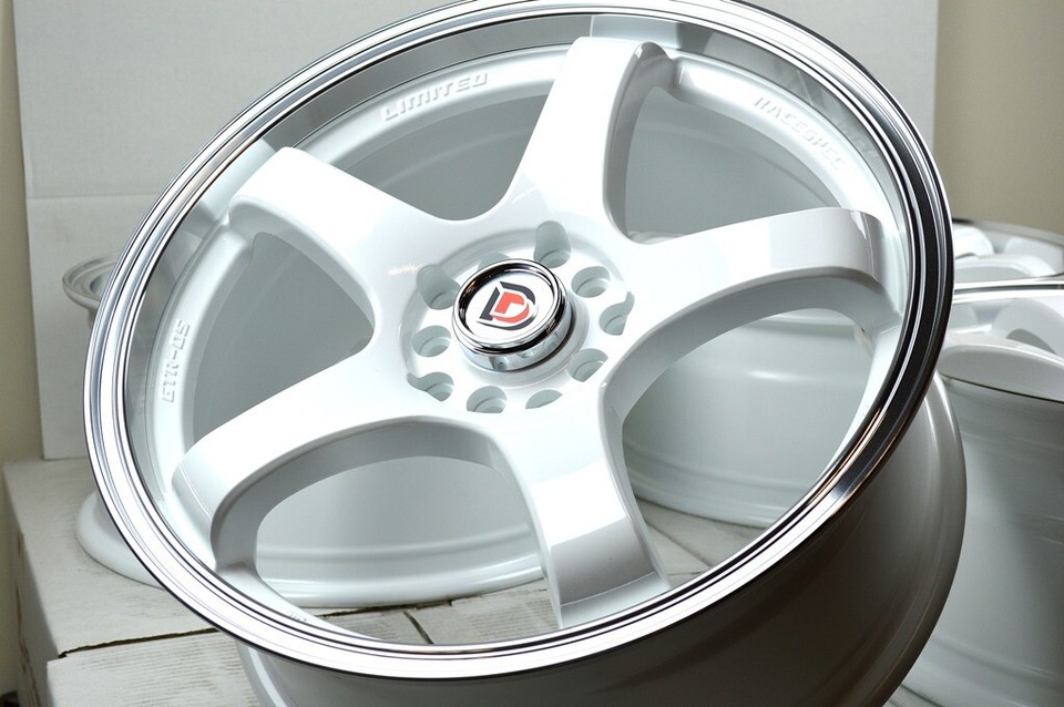 18" Fuzion White Polished Lip DDR Wheels Rims 5x100 5x114.3 | Set of 4 ...