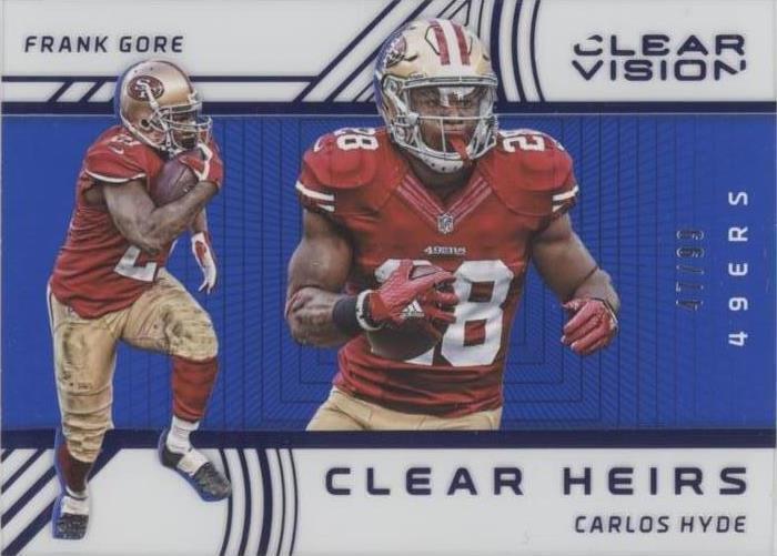 2016 Panini Clear Vision - Clear Heirs Frank Gore, Carlos Hyde #1 Blue ...