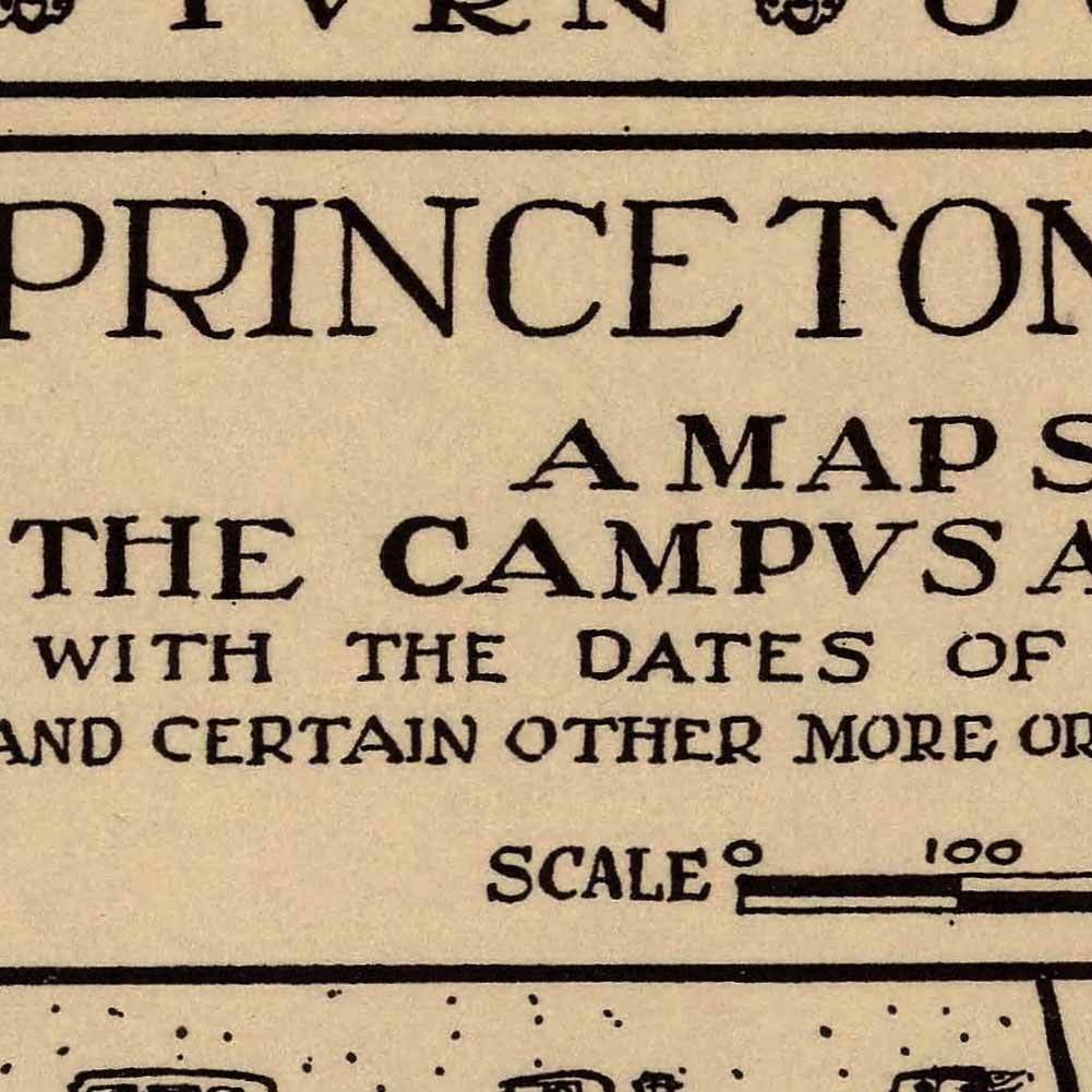 Princeton University Campus Guide MAP - New Jersey circa 1932 - 24" x ...