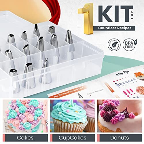 74 PCs Icing Piping Bags and Tips Set, Cake Decorating Kit with 48 ...