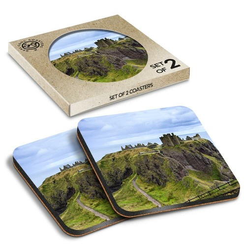 2 x Boxed Square Coasters - Dunnottar Castle Scotland UK #3251 | eBay