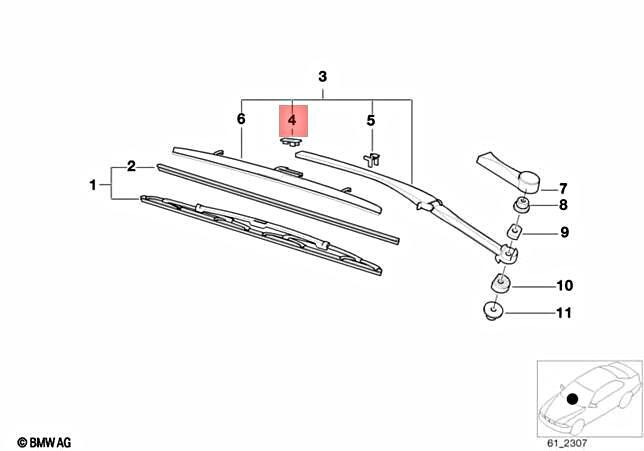 Genuine BMW E39 Sedan Windshield Wiper Blade Locking Button OEM ...