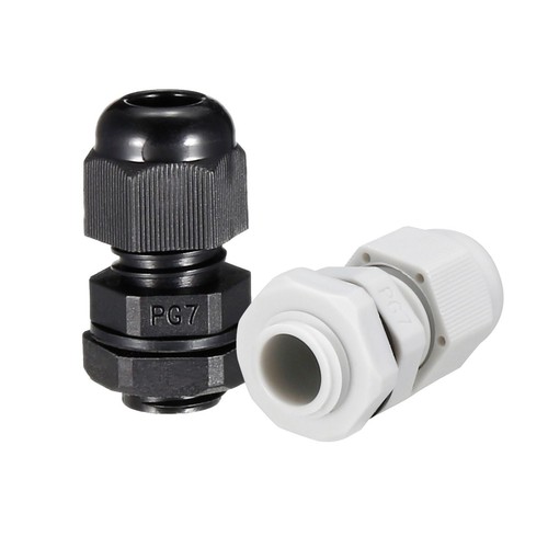 21Pc PG7 Cable Gland Waterproof Plastic Wire Glands White Black for 3-6 ...