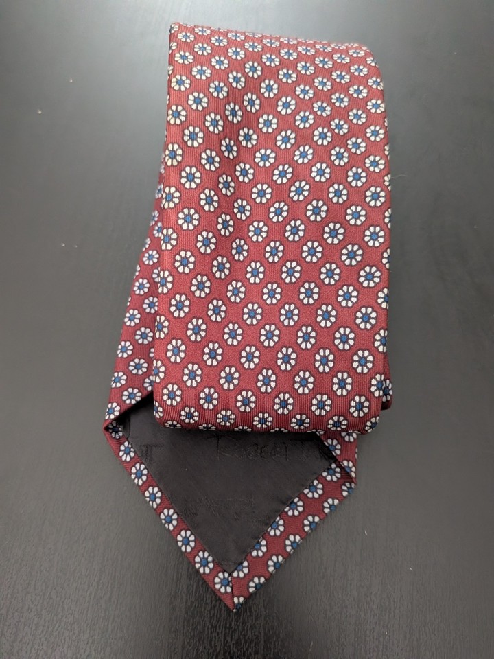 Robert Talbott Tie Necktie USA Made English Silk Maroon Red Floral ...