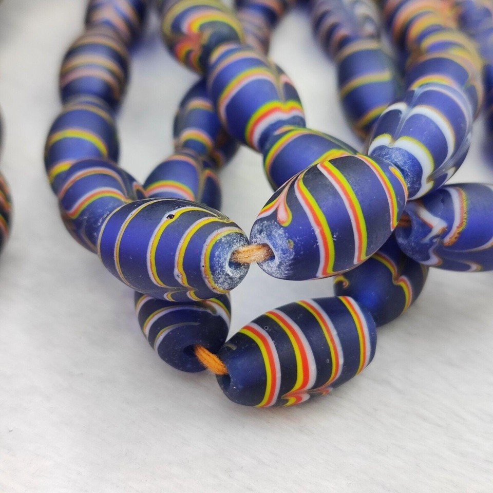 Vintage venerano art fancy feather beads 18x9.5mm glass beads 24 ...