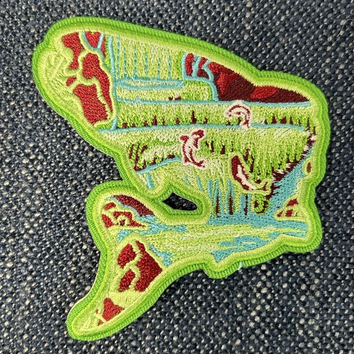 Embroidered Iron On Salmon Landscape Patch Appliqué Dreamscape ...