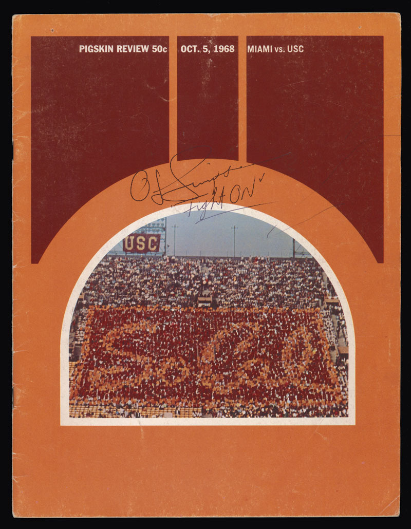 1964 1968 O.J. SIMPSON CRAIG FERTIG AUTOGRAPHED USC FOOTBALL PROGRAMS ...