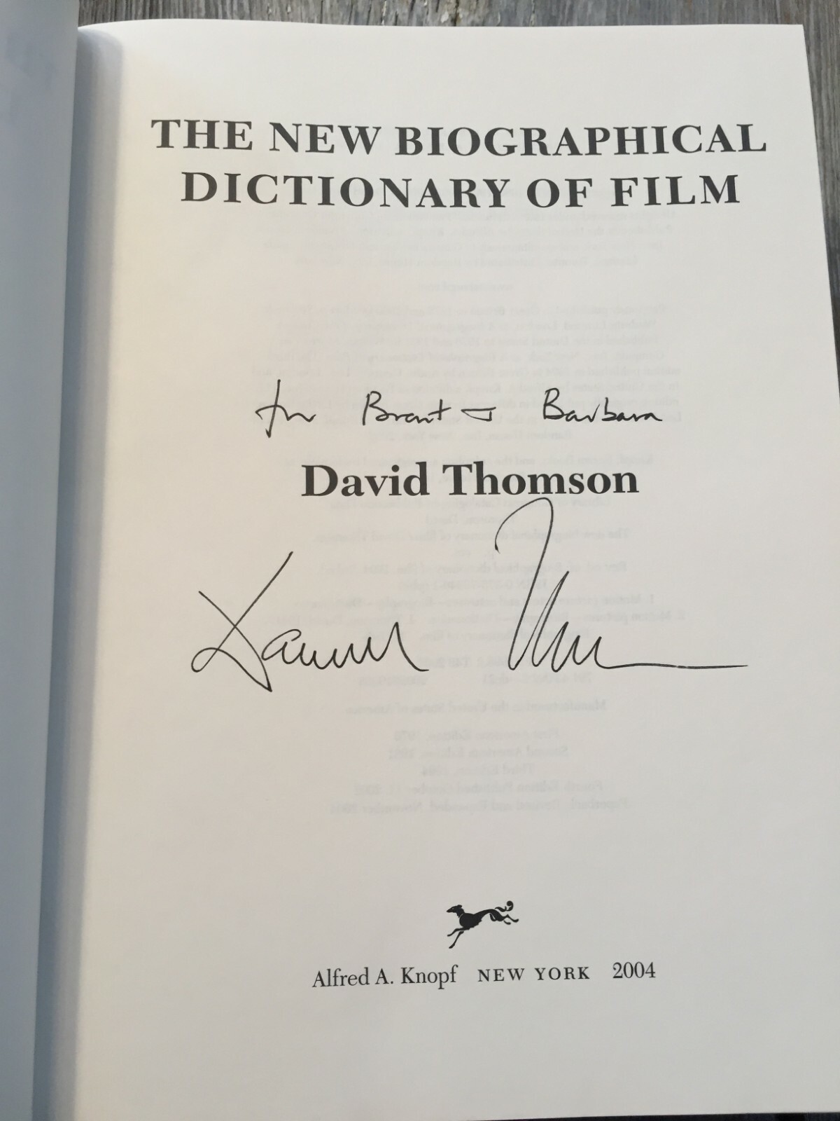 SIGNED - THE NEW BIOGRAPHICAL DICTIONARY OF FILM by David Thomson (2004 ...