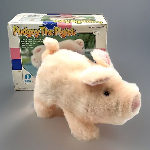 Vintage 1980s Pudgey the Piglet Moving Oinking Toy Pig In Box Working ...