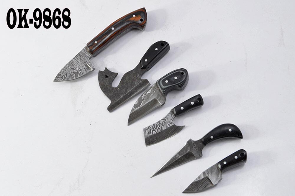 SET OF 6 KMA CUSTOM FORGED DAMASCUS STEEL FULL TAND MINI KNIVES OK-9868 ...