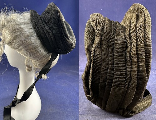 Victorian Pleated Black Silk Crimped Crinkled Crisp Crepe Mourning ...
