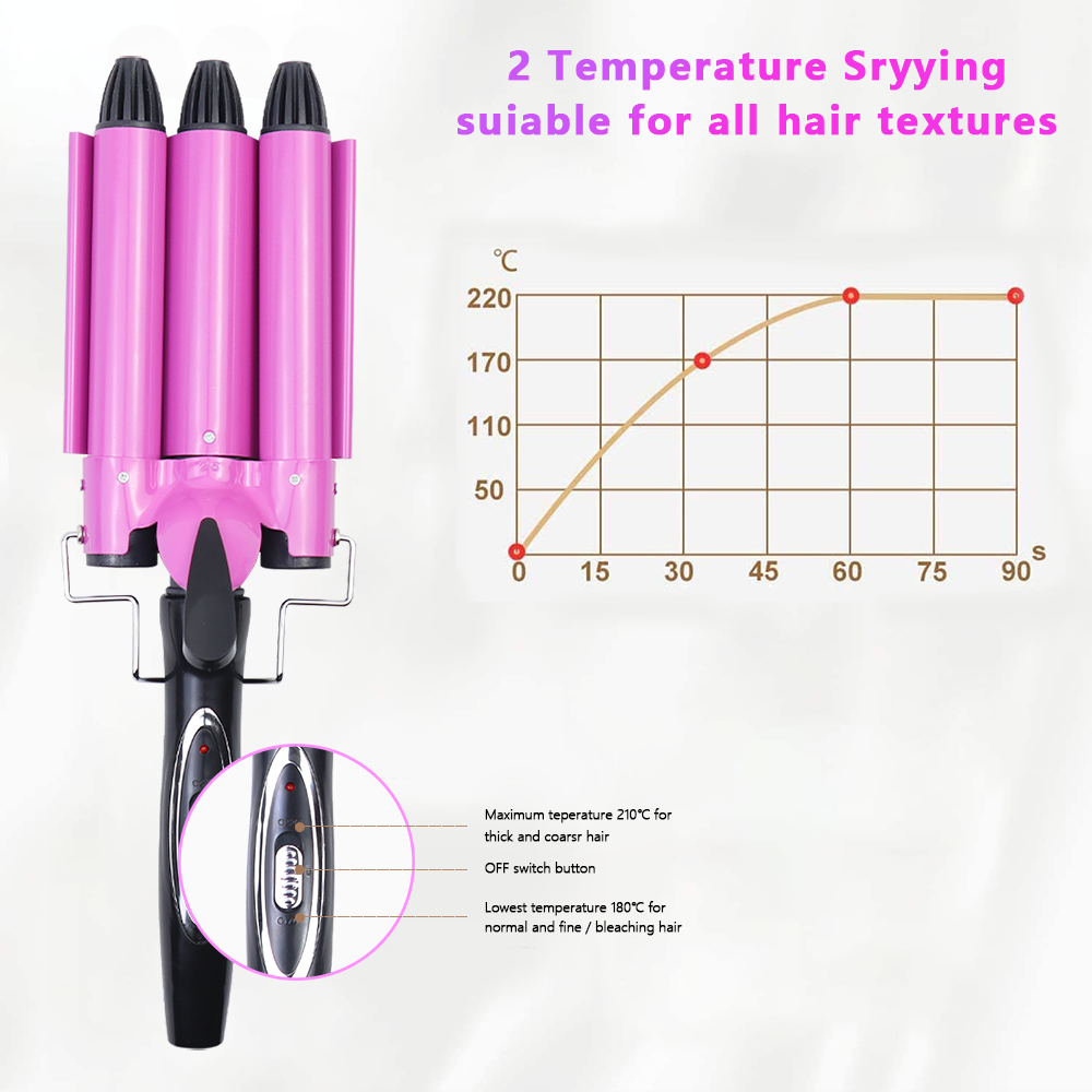 3 Barrel Hair Waver Curler Mermaid Curling Wand Iron Beach Waves ...