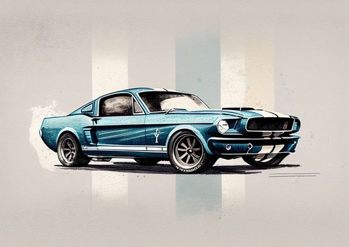 Ford Mustang Shelby GT350 Sports Car Watercolour Wall Art Print Poster ...