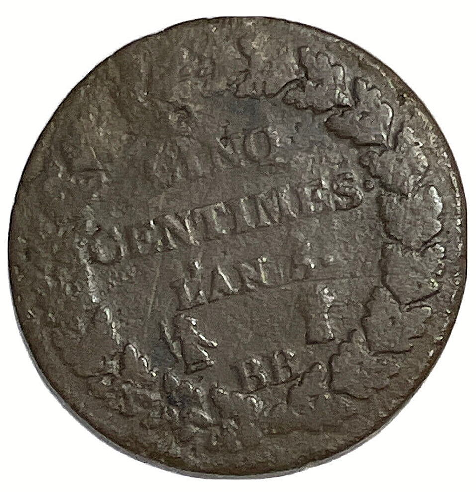 1796 1797 France Cinq Centimes L'AN 5 B Large Coin Strasbourg Mint 9 ...