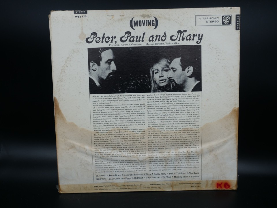 Peter, Paul and Mary Moving LP 1963 Stereo Long Play Gold Label WS 1473 ...