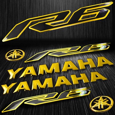 6" 3D Vinyl Logo&Letter Decal+5.75" Fairing Sticker YZF-R6/R6S 2-Tone ...