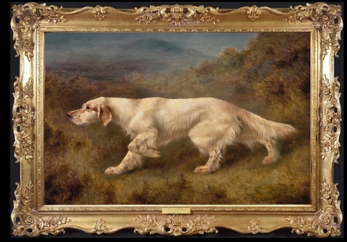 Old Master-Art Antique Oil Painting hunting dog on canvas 24"x36" | eBay