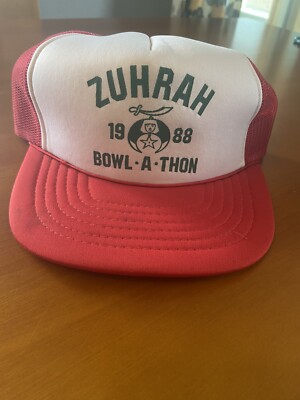 Zuhrah Shriners Fraternal Bowl A Thon Hat Cap 1988 Mesh Snapback | eBay