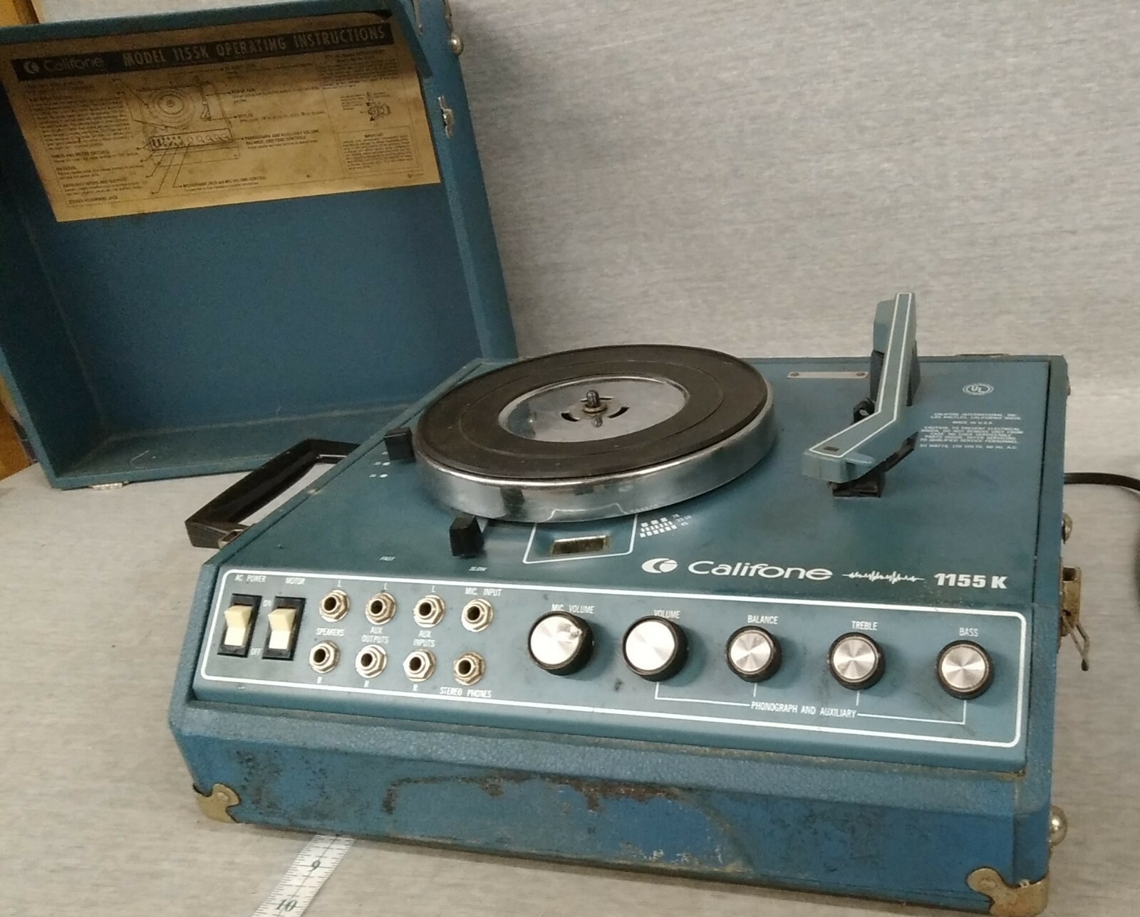 Califone 1155k Blue Turn Table Record Player For Parts Only | eBay