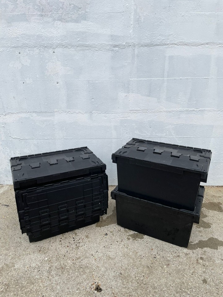 4 x 90ltr EXTRA LARGE Heavy Duty Plastic Storage Tote Boxes 710 x 460 x ...