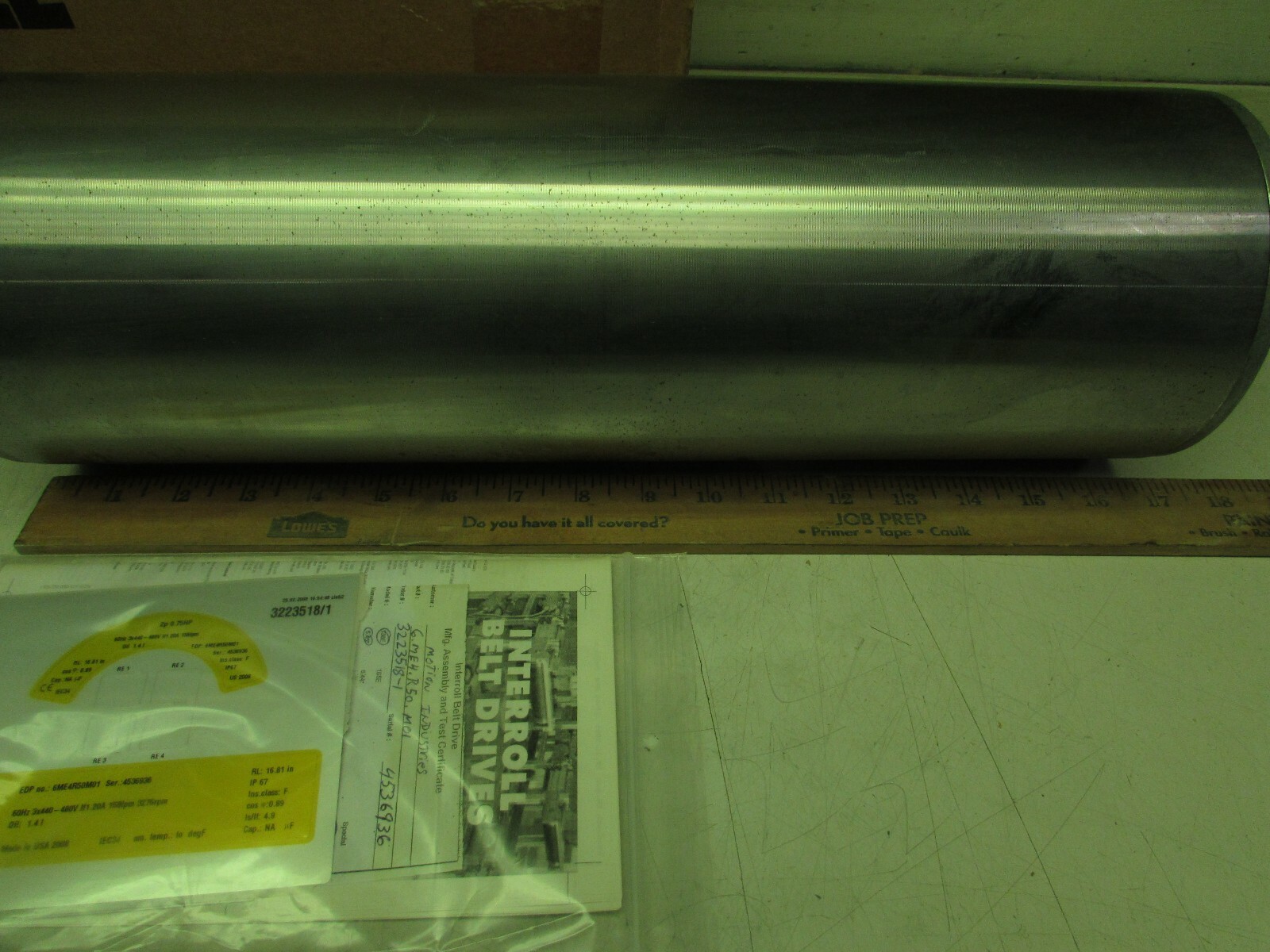 INTERROLL 138E ,DRUM MOTOR, .75 HP, 158 FPM, 460 V, 60 Hz, 3 Ph, 16 ...