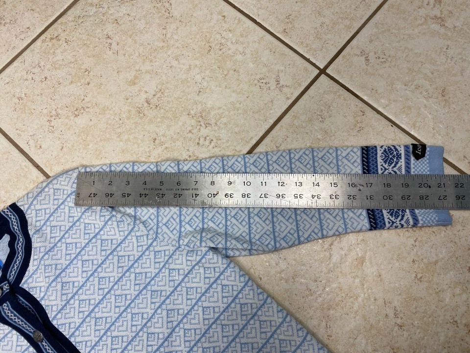 Icewear Icelandic Cardigan Womens Large White Blue Nordic Sweater 100% ...