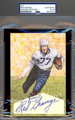 Red Grange PSA DNA Signed Goal Line Art Card Cut GLAC Autograph Bears ...