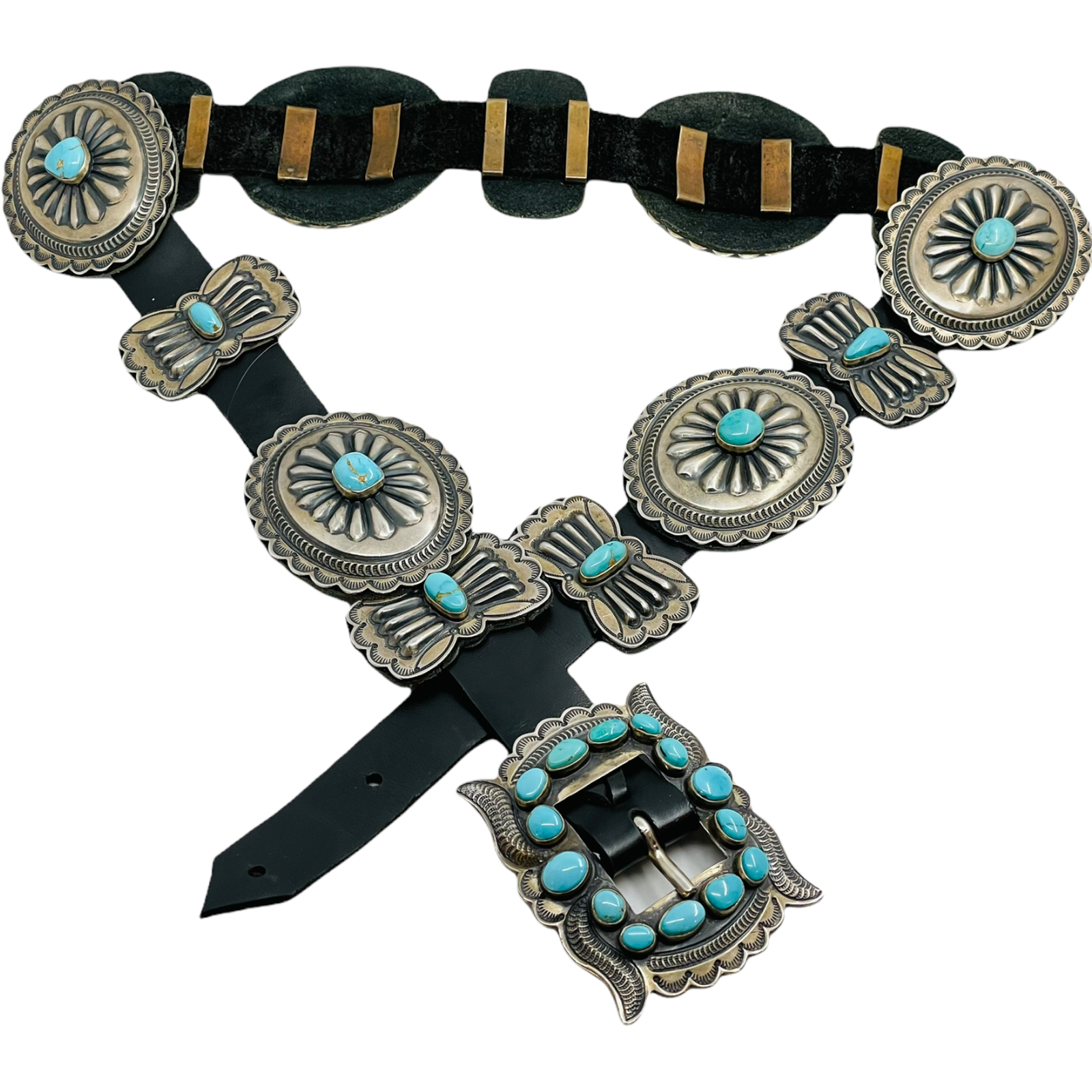 Lester Jackson Navajo Vintage Sterling Silver & Turquoise Concho Belt | eBay