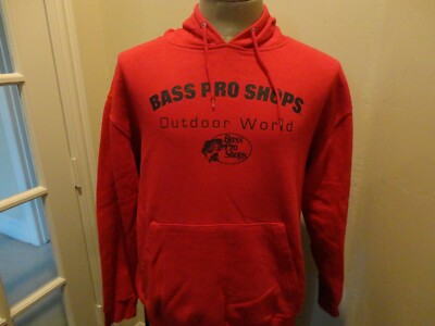 Red Bass Pro Shops Outdoor World Hooded Hoodie 60-40 Sweatshirt Adult M ...