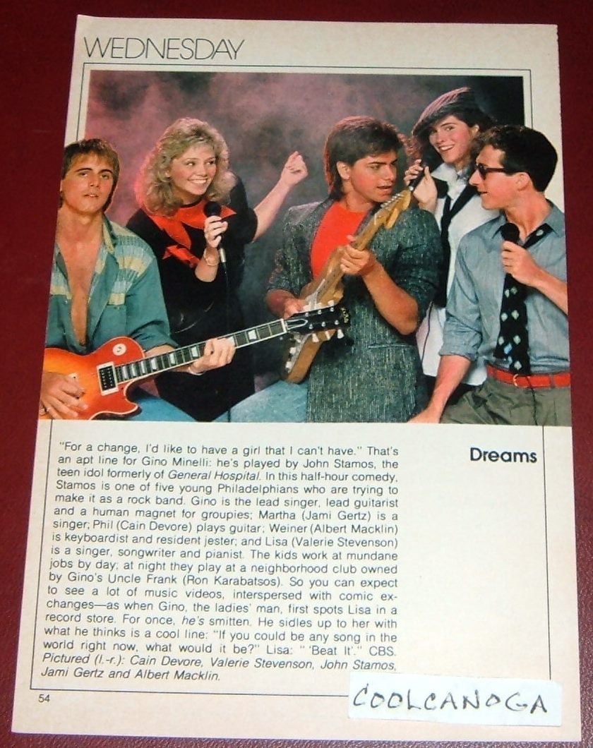 1984 TV DEBUT ARTICLE/DREAMS/JOHN STAMOS/CAIN DEVORE/JAMI GERTZ/ALBERT ...